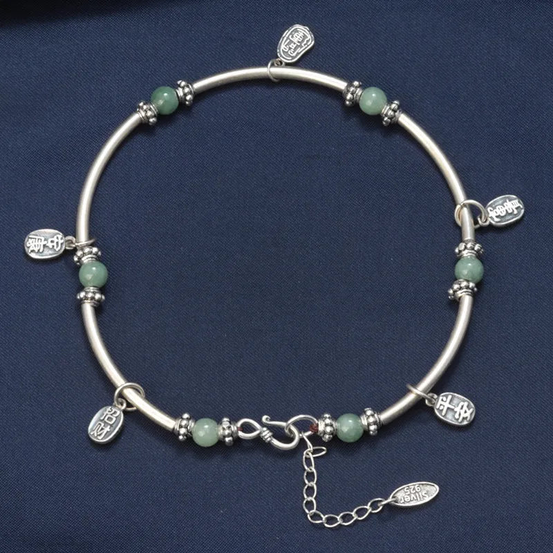Yuma - Chain ankle Silver and adventurine – Terre de Siam