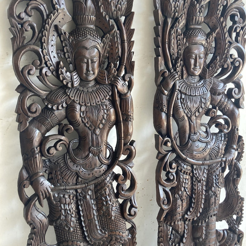 Set 2 Buddhist guardian wall panels - 120 cm