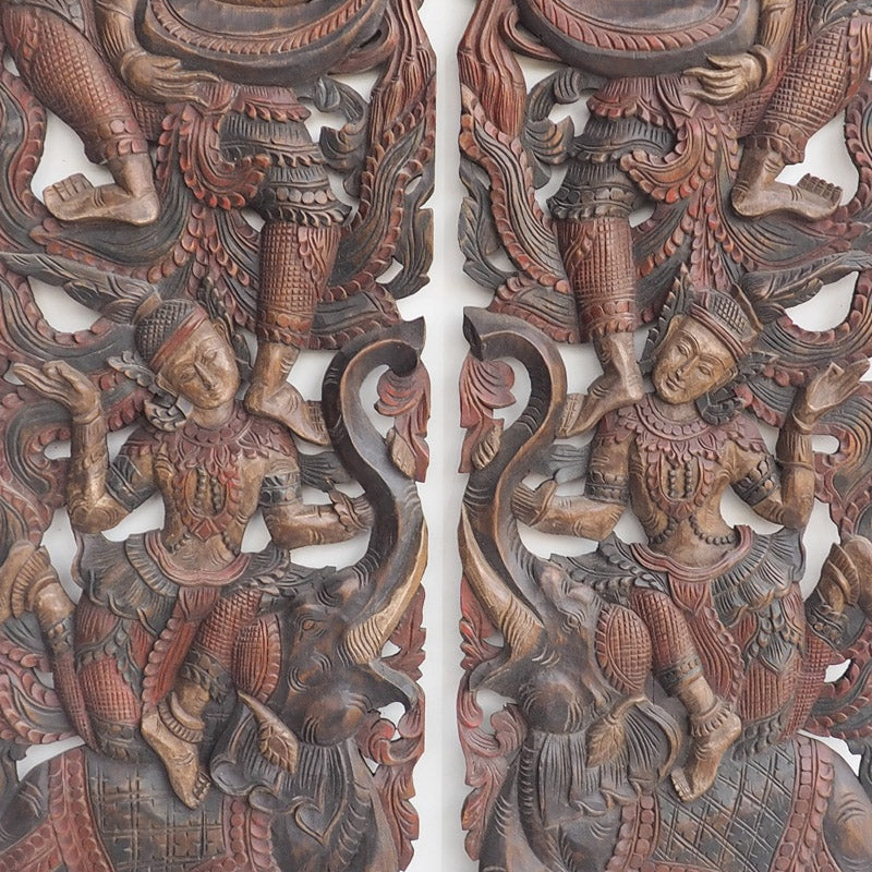 Set 2 Authentic Thai Guardian Wall Panels - 120 cm