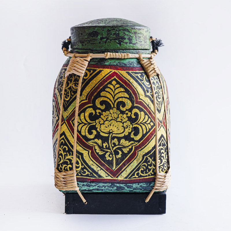 Traditional green Thai rice box - 30 cm