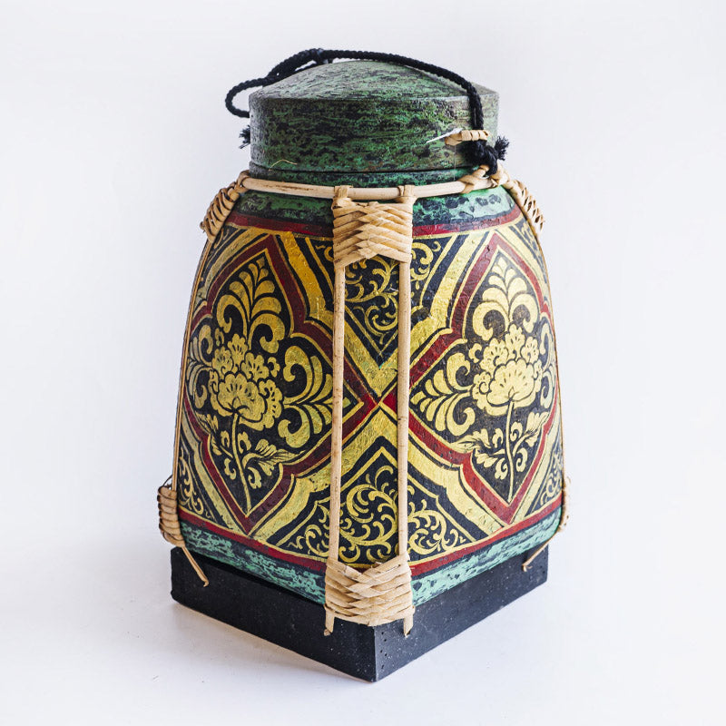 Traditional green Thai rice box - 30 cm