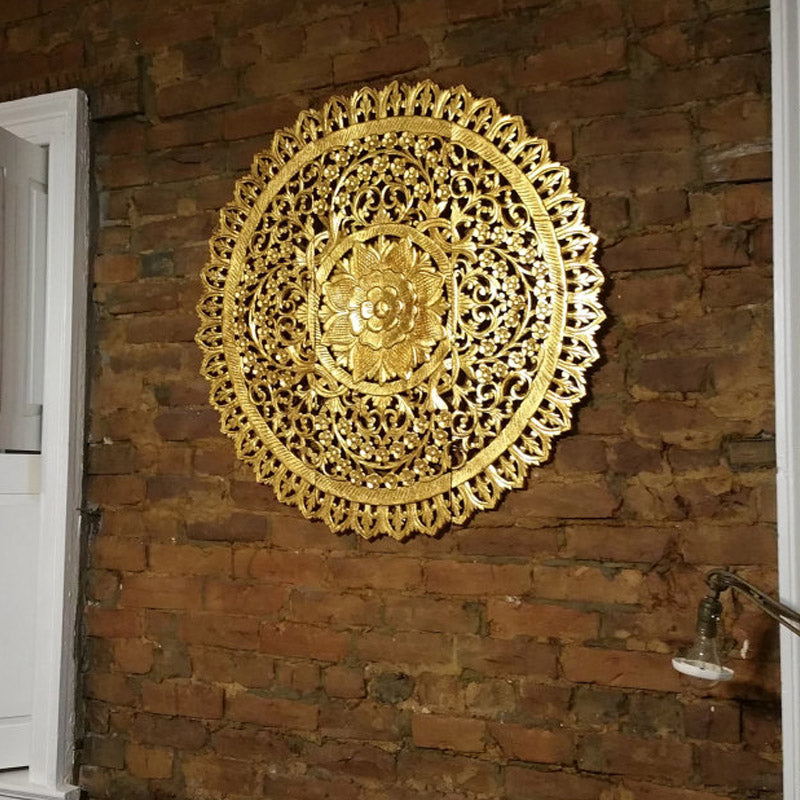 Round Lotus golden wall panel - 90 cm – Terre de Siam